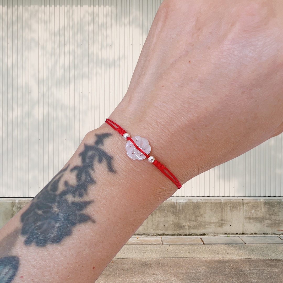 Red String Jade Flower Bracelet New Year Christmas Valentine's Day ...