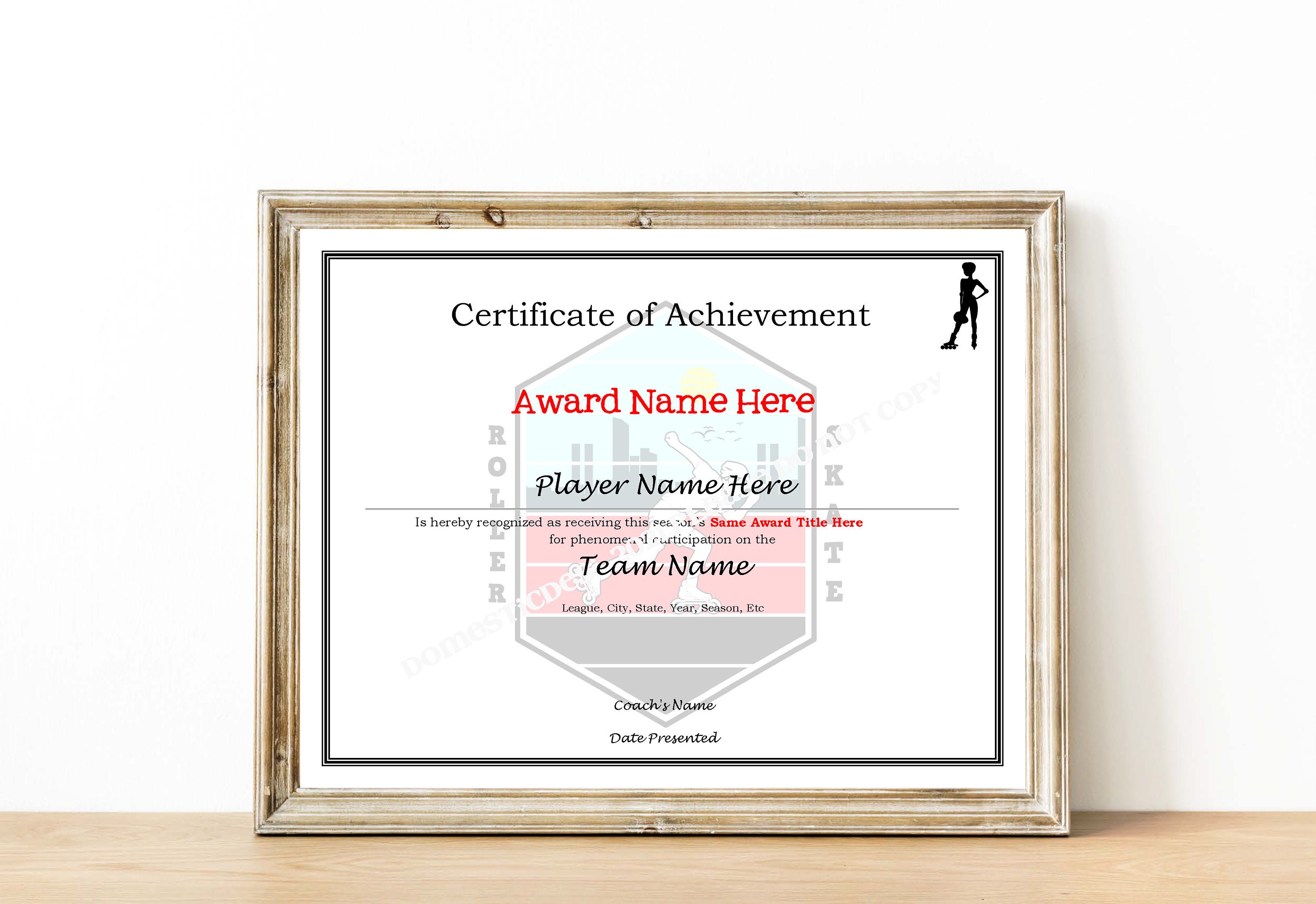 Editable Roller Skating Certificates 4 Templates Digital Downloadable ...