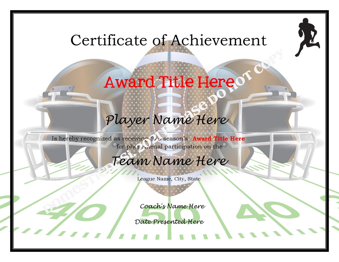 Editable American Football Certificates 3 Templates digital ...
