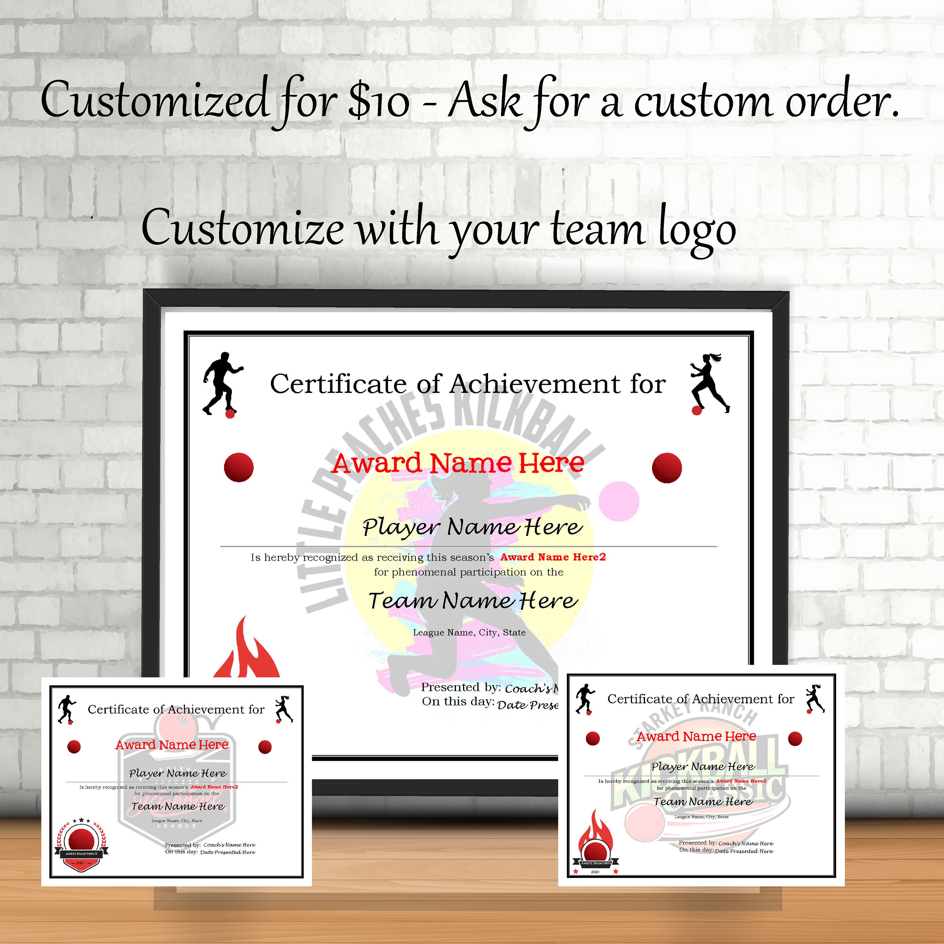 Editable Kickball Certificates Digital Downloadable Printable, Create ...