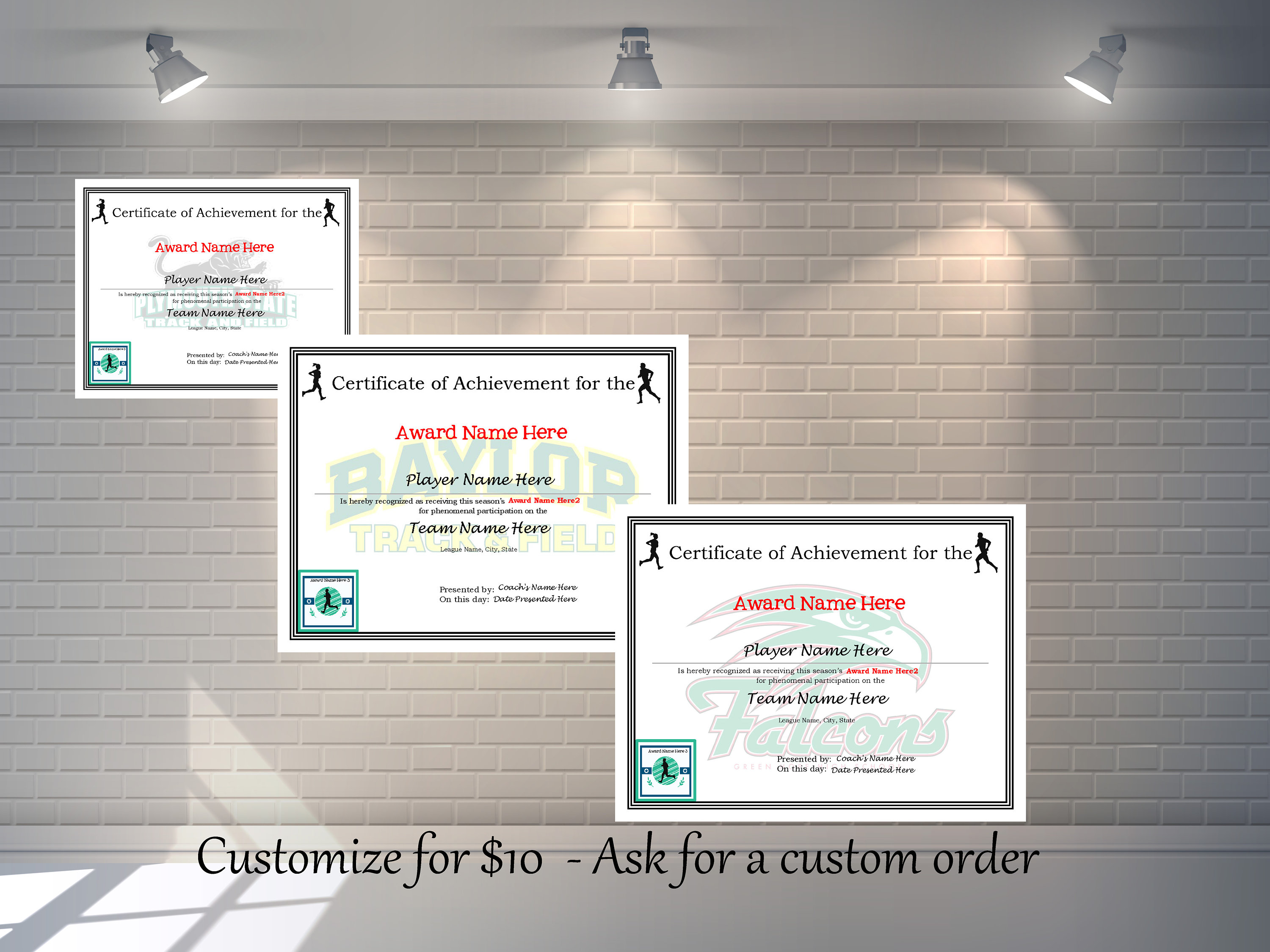 Editable Track and Field Certificates Digital Download, Printable ...