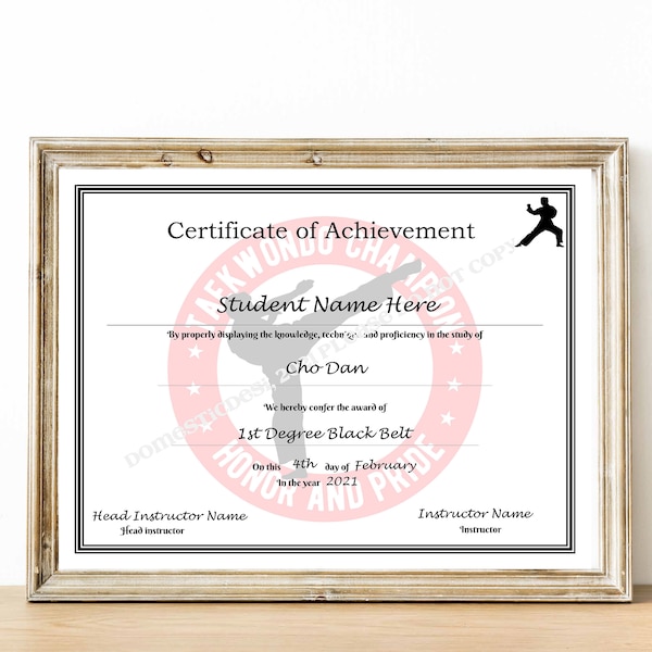 Karate Certificate - Etsy