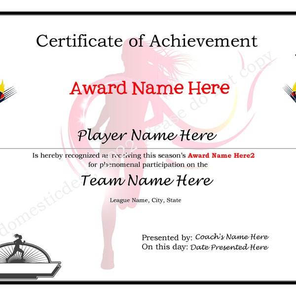 Cross Country Certificate Template - Etsy