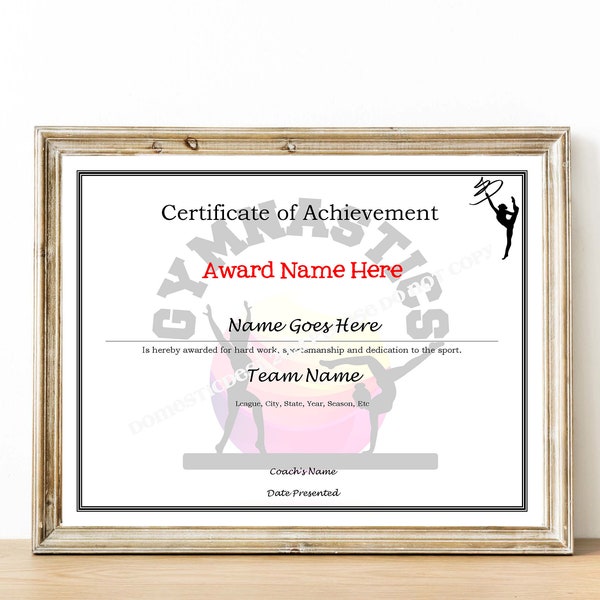 Gymnastics Awards Certificates - Etsy