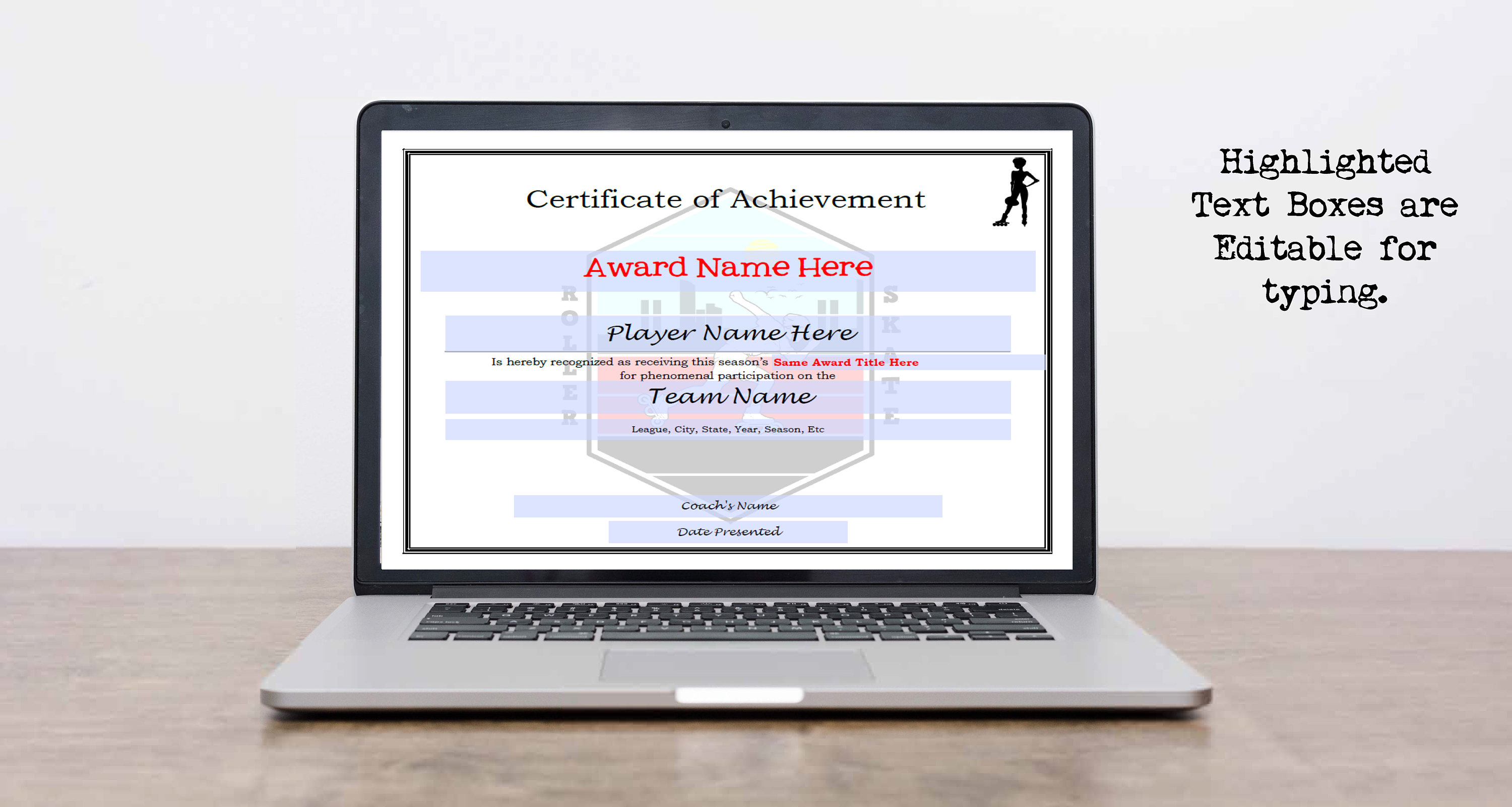 Editable Roller Skating Certificates 4 Templates Digital Downloadable ...