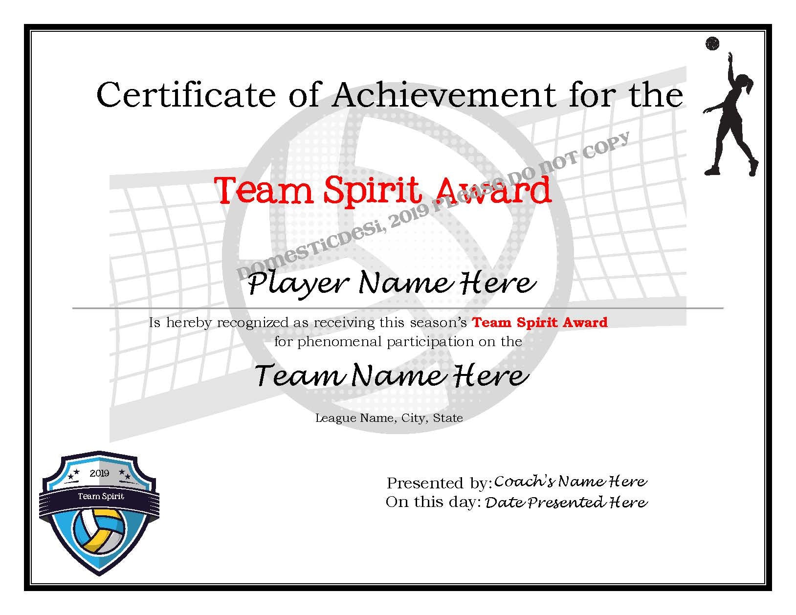 Spirit Certificate Template