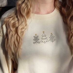 Christmas Trees Embroidered Sweater, Unisex, Holidays Jumper, Stocking ...