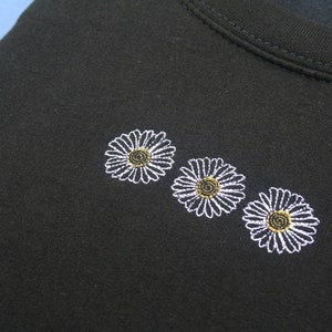 Daisy Jumper Black, Embroidery, Sweatshirt, Flowers, Black Top, Glitter ...