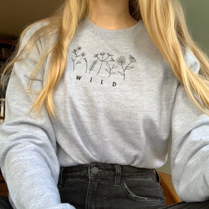 Wild Flower Jumper, Embroidery, Sweatshirt, Flowers, Loungewear, Spring ...