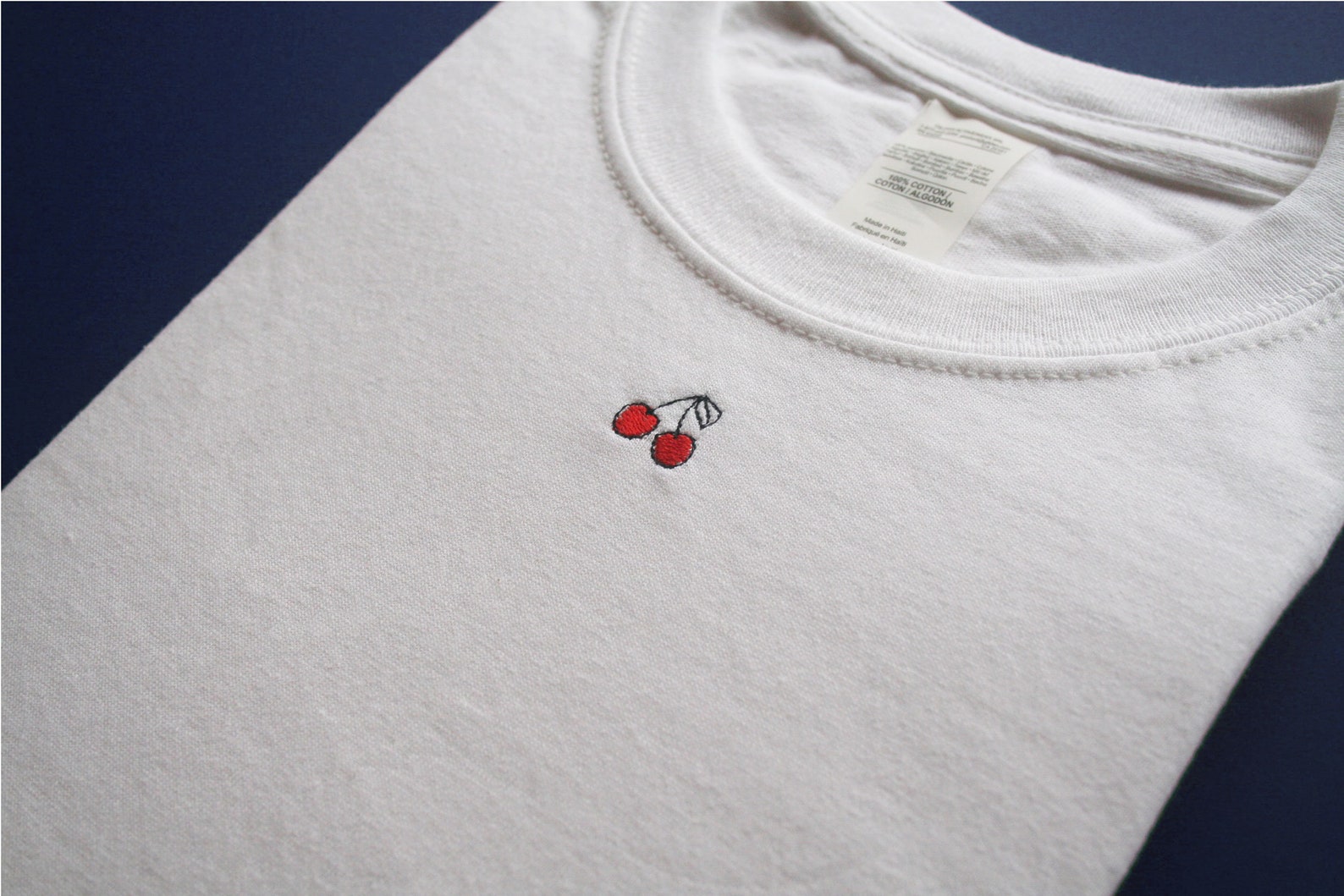 Embroidered Tiny Cherry Mini Cherries Cute T-shirt Eco - Etsy