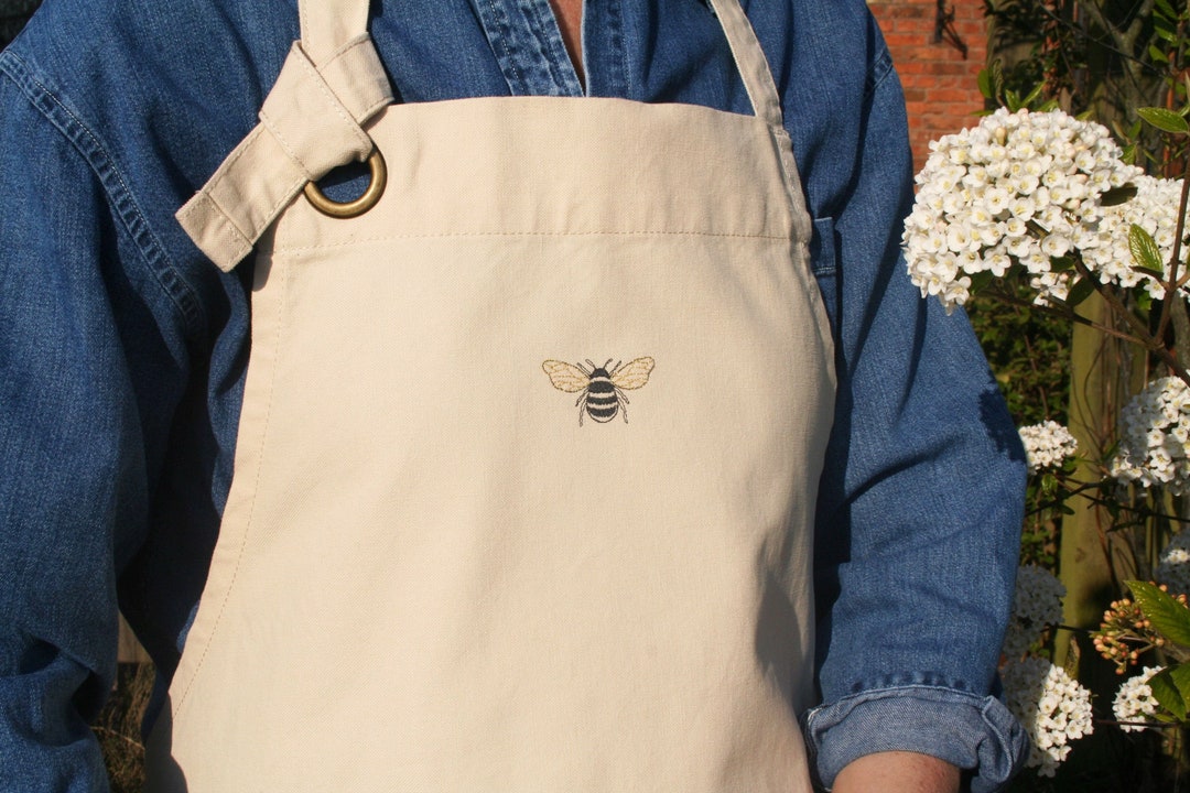 Embroidered Bee Apron: Heavy Cotton Canvas Kitchen Bib - Etsy