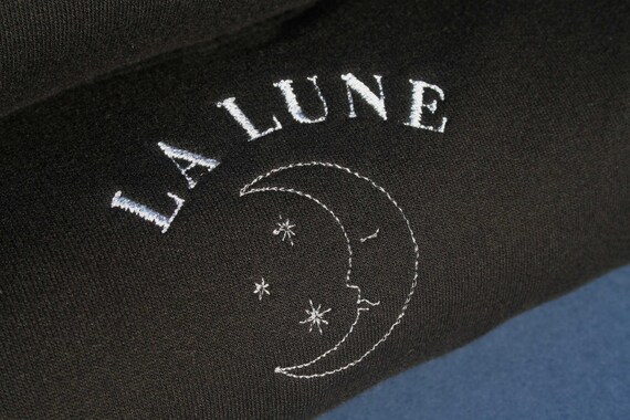 Moon Sweatshirt La Lune Embroidery French Black Jumper | Etsy