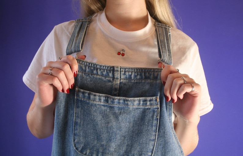 Embroidered Tiny Cherry Mini Cherries Cute T-shirt Eco - Etsy