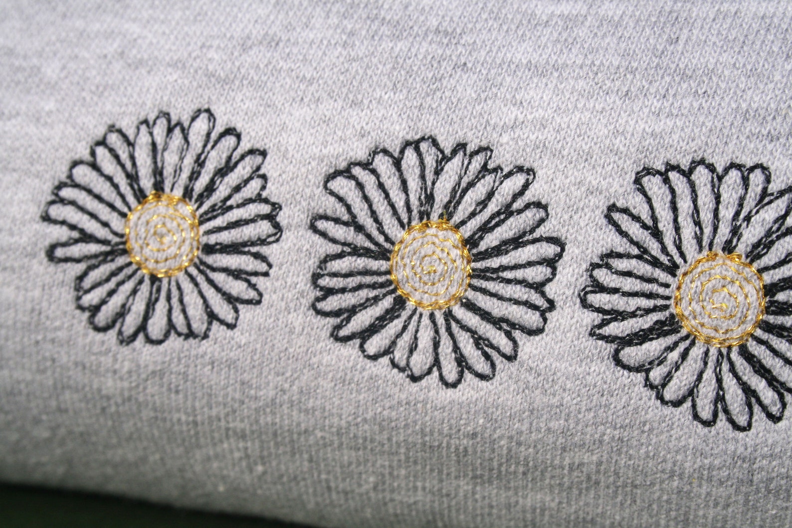Daisy Jumper Embroidery Sweatshirt Flowers Grey Hoodie - Etsy