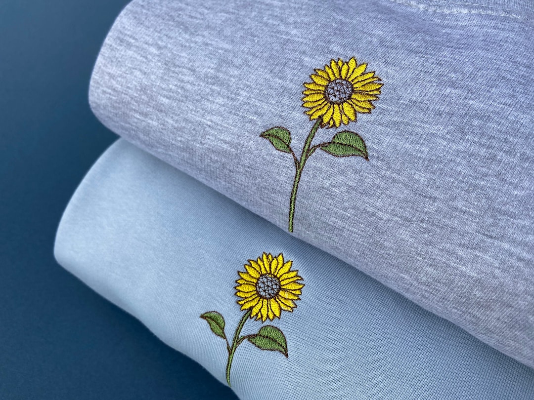 Sunflower Embroidered Sweatshirt: Unisex Eco Jumper - Etsy