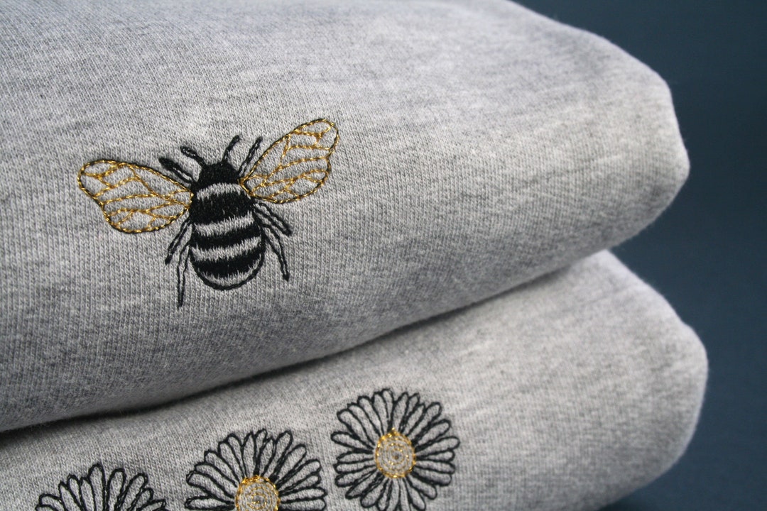 Embroidered Bee Sweatshirt, Eco Jumper, Nature Sweater, Autumn ...