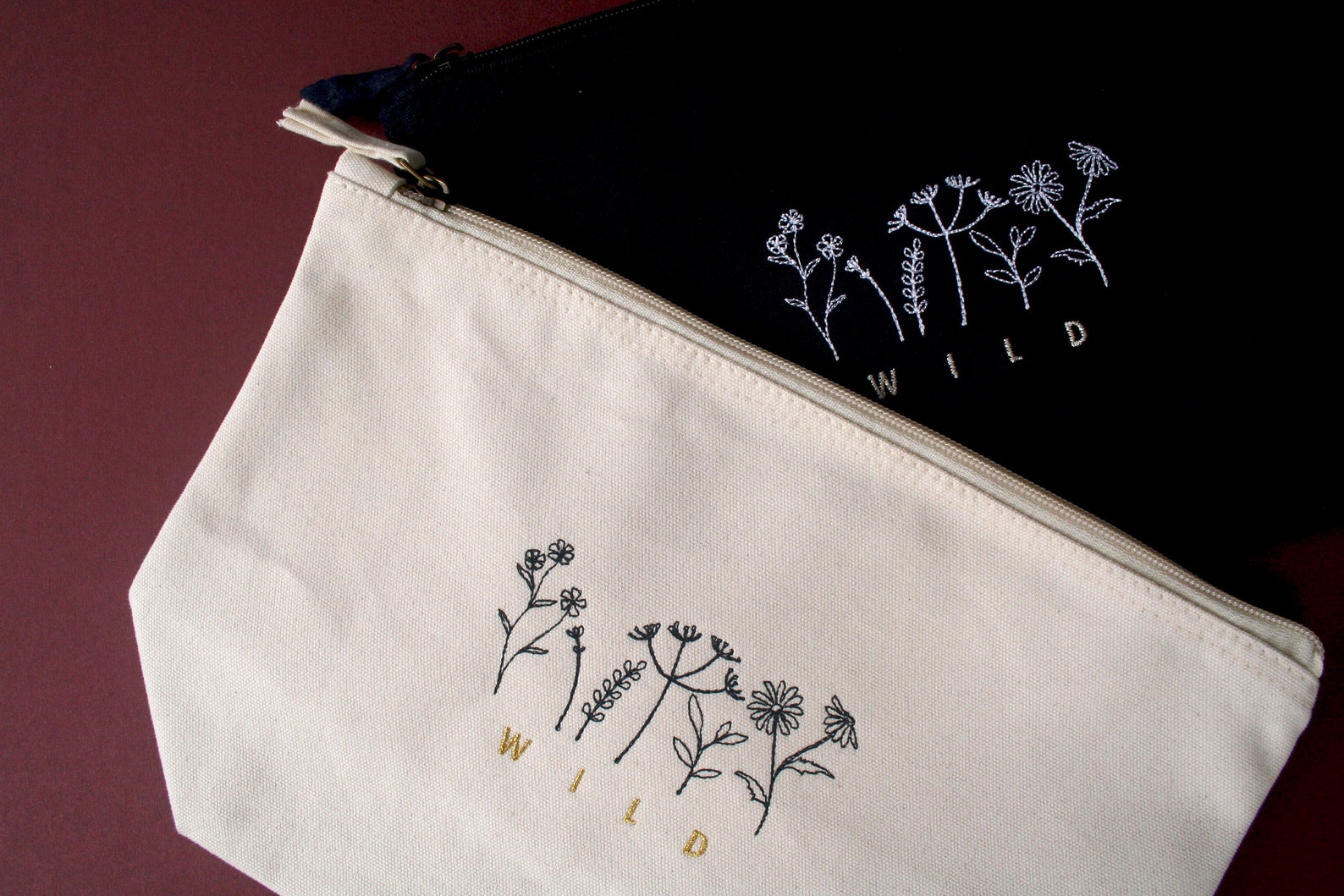 Wild Flowers Makeup Bag 100% Organic Cotton Canvas 19 X 18 | Etsy