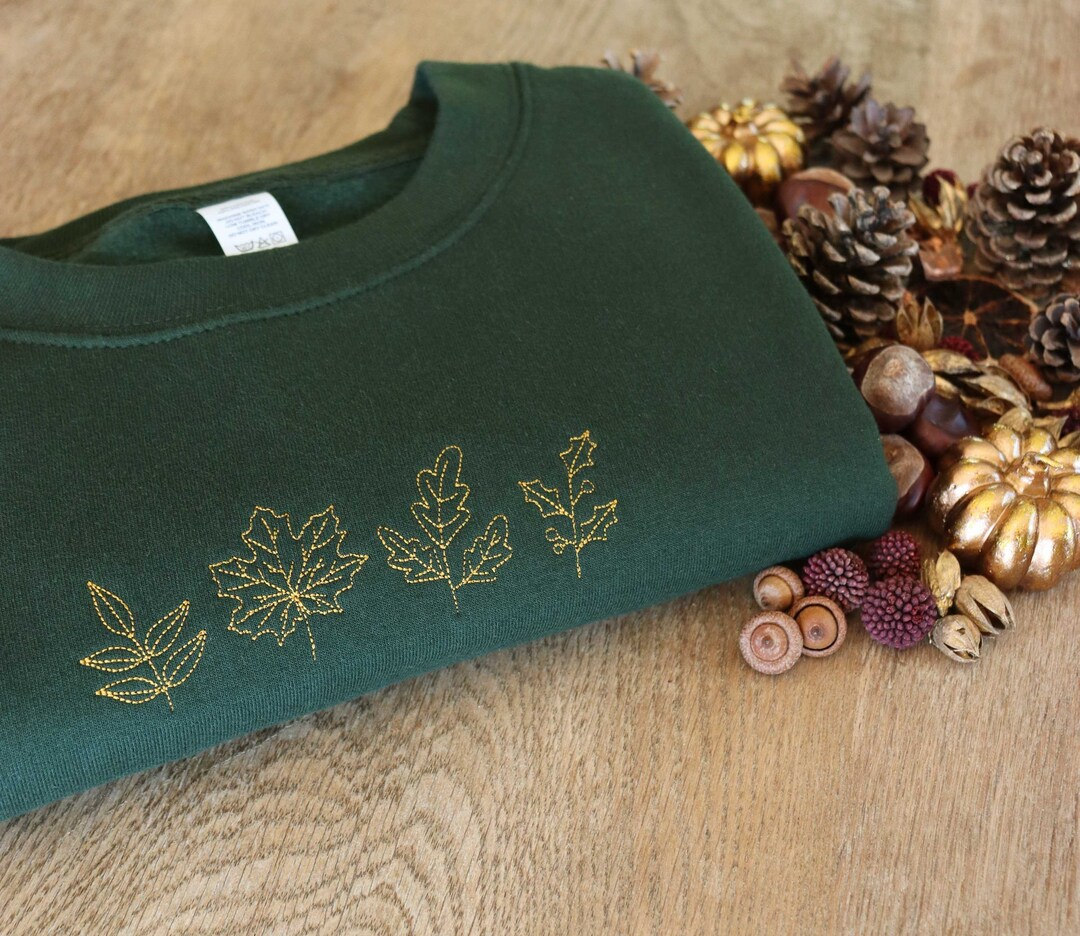 Autumn Leaves Embroidered Sweater, Fall, Embroidery, Sweatshirt ...