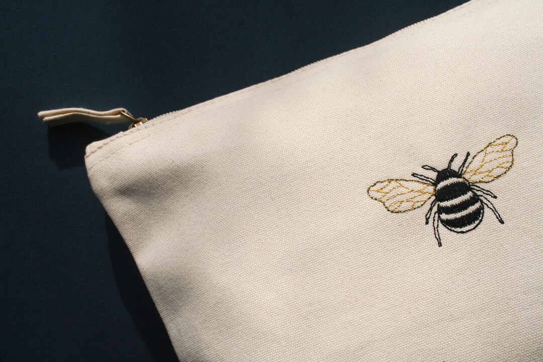 Bumblebee, Zip Bag, 100% Organic, Cotton Canvas, 19 X 18 X 9cm, Eco ...