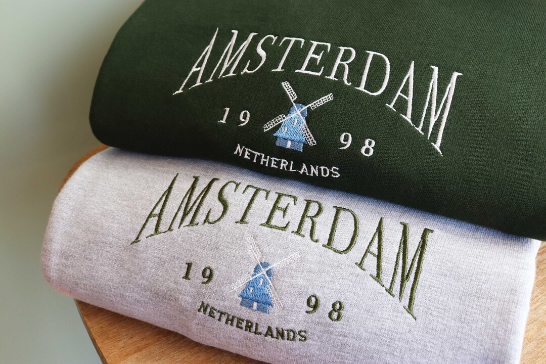 Amsterdam Embroidered Sweatshirt, Unisex Crewneck Sweater, Dutch ...