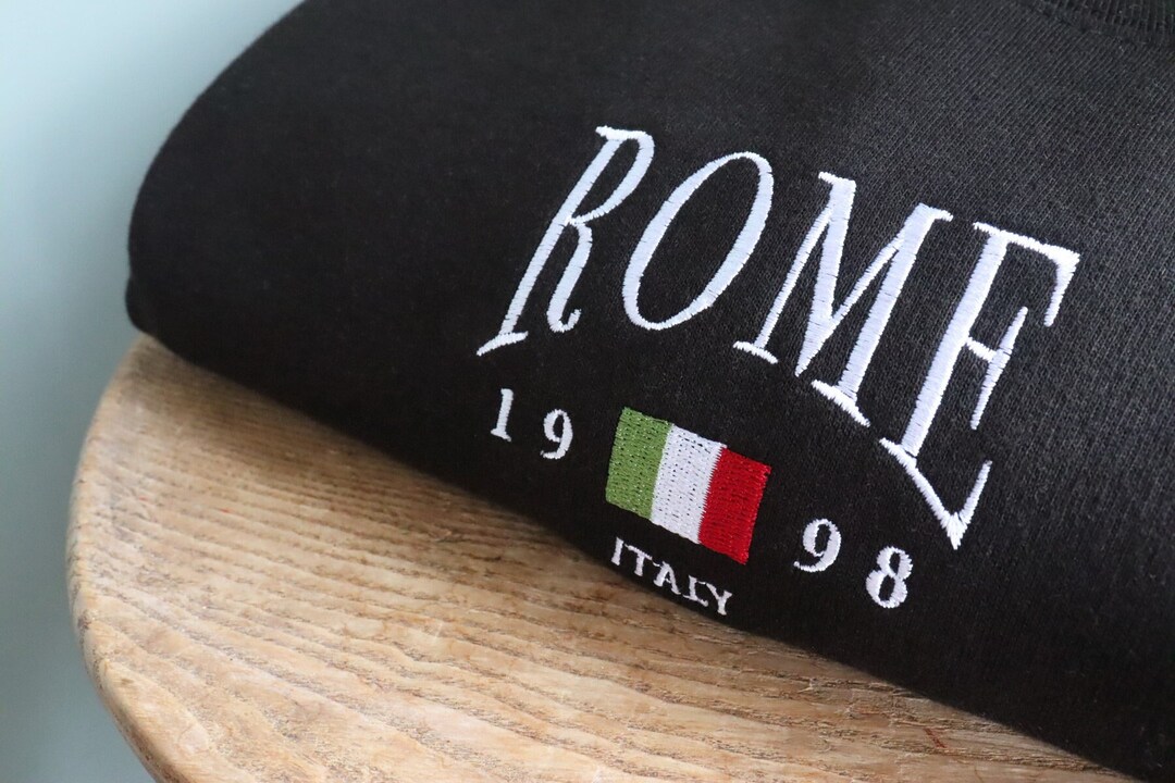Embroidered Rome Sweatshirt: Unisex Eco Jumper - Etsy