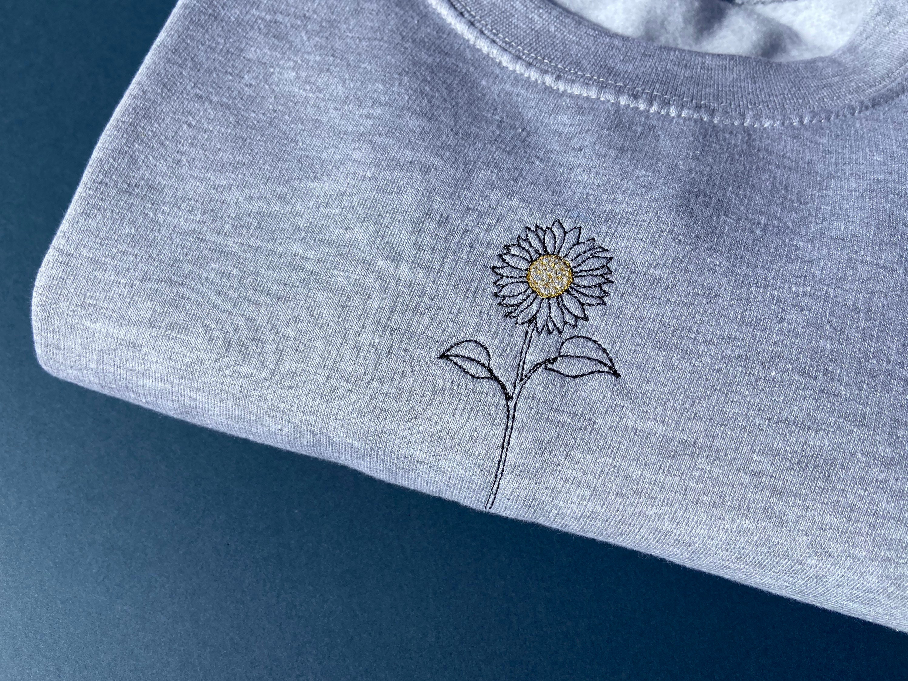 Sunflower Outline Embroidered Sweatshirt Eco Jumper Summer - Etsy UK