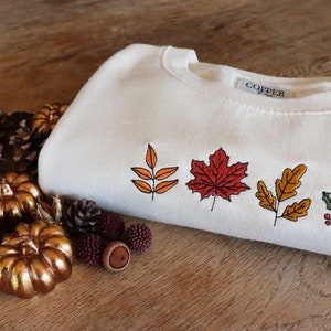Filled Autumn Leaves Embroidered Sweater, Embroidered Christmas Jumper ...