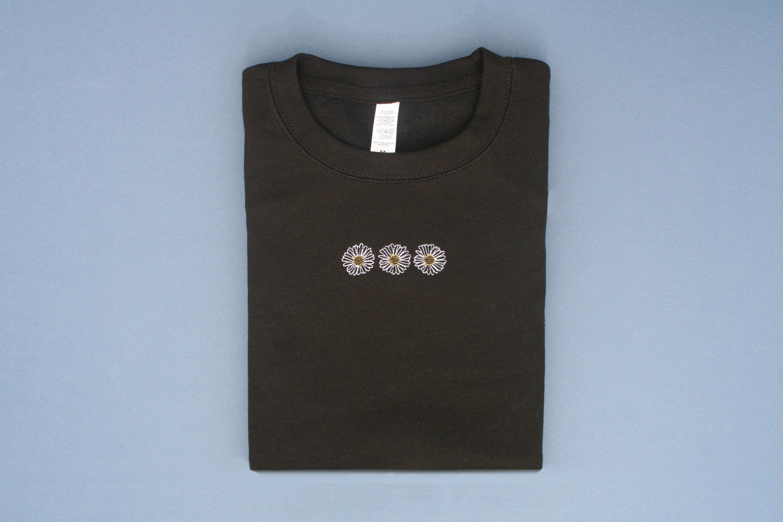 Daisy Jumper Black Embroidery Sweatshirt Flowers Black | Etsy