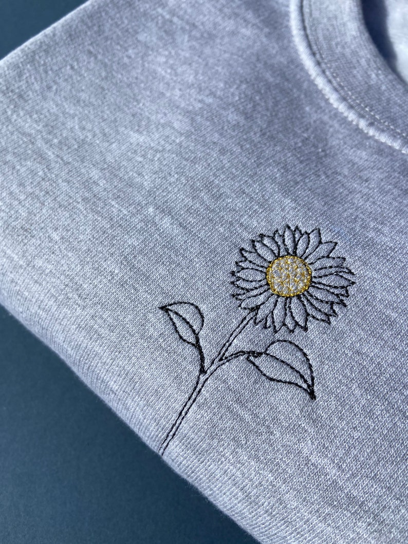 Sunflower Outline Embroidered Sweatshirt Eco Jumper Summer - Etsy UK