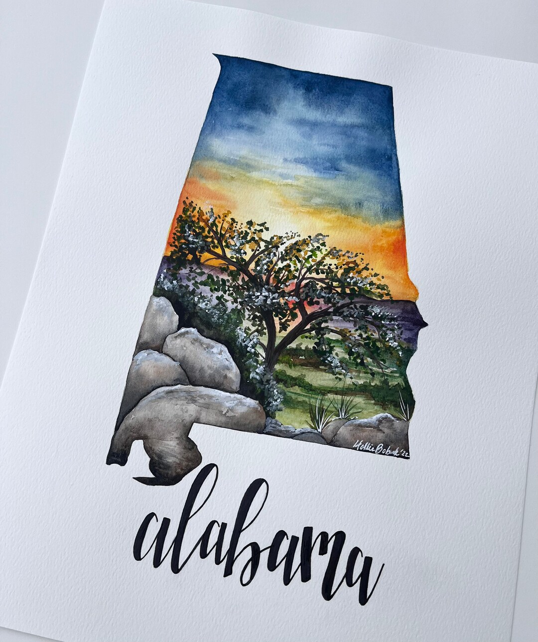 Alabama Watercolor Painting, Alabama State Painting, Alabama Landscape ...