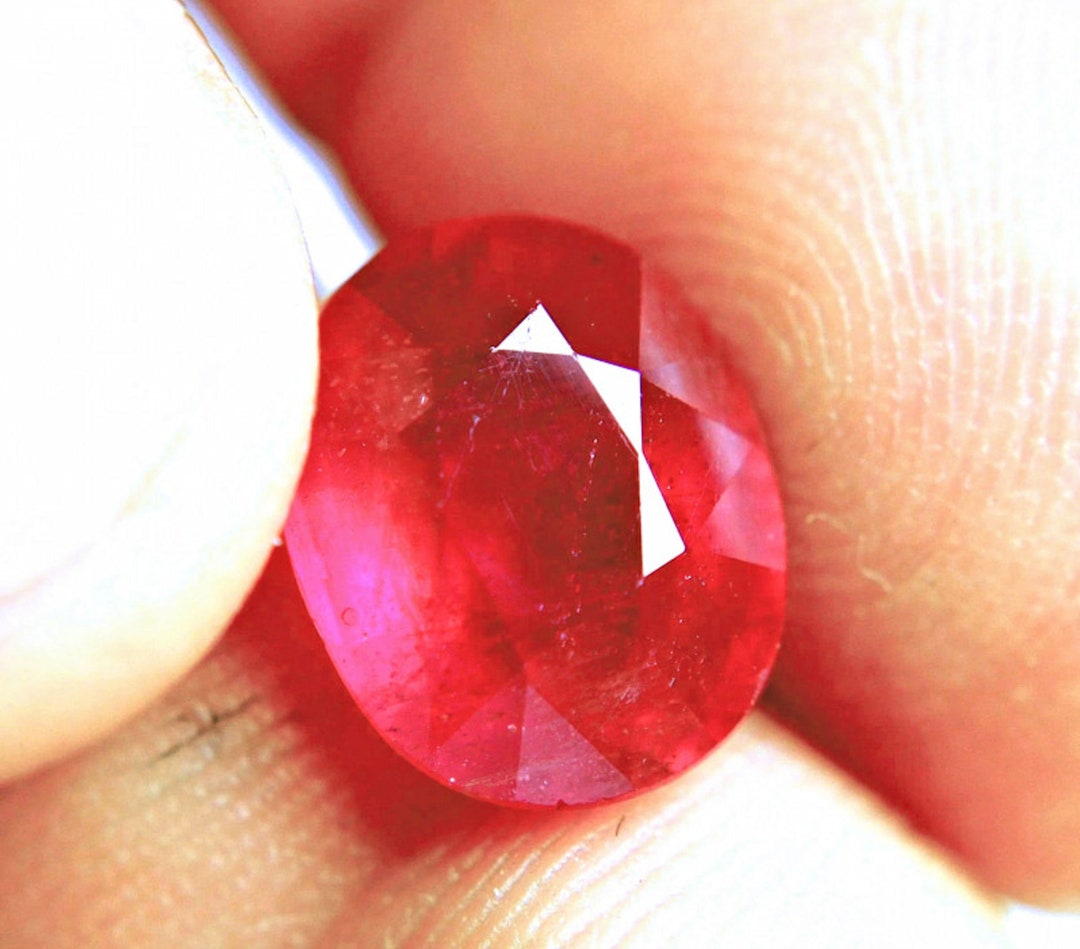 6.64 Carat Fiery Cherry Ruby - Gorgeous 12x9mm Natural Ruby Gemstone ...