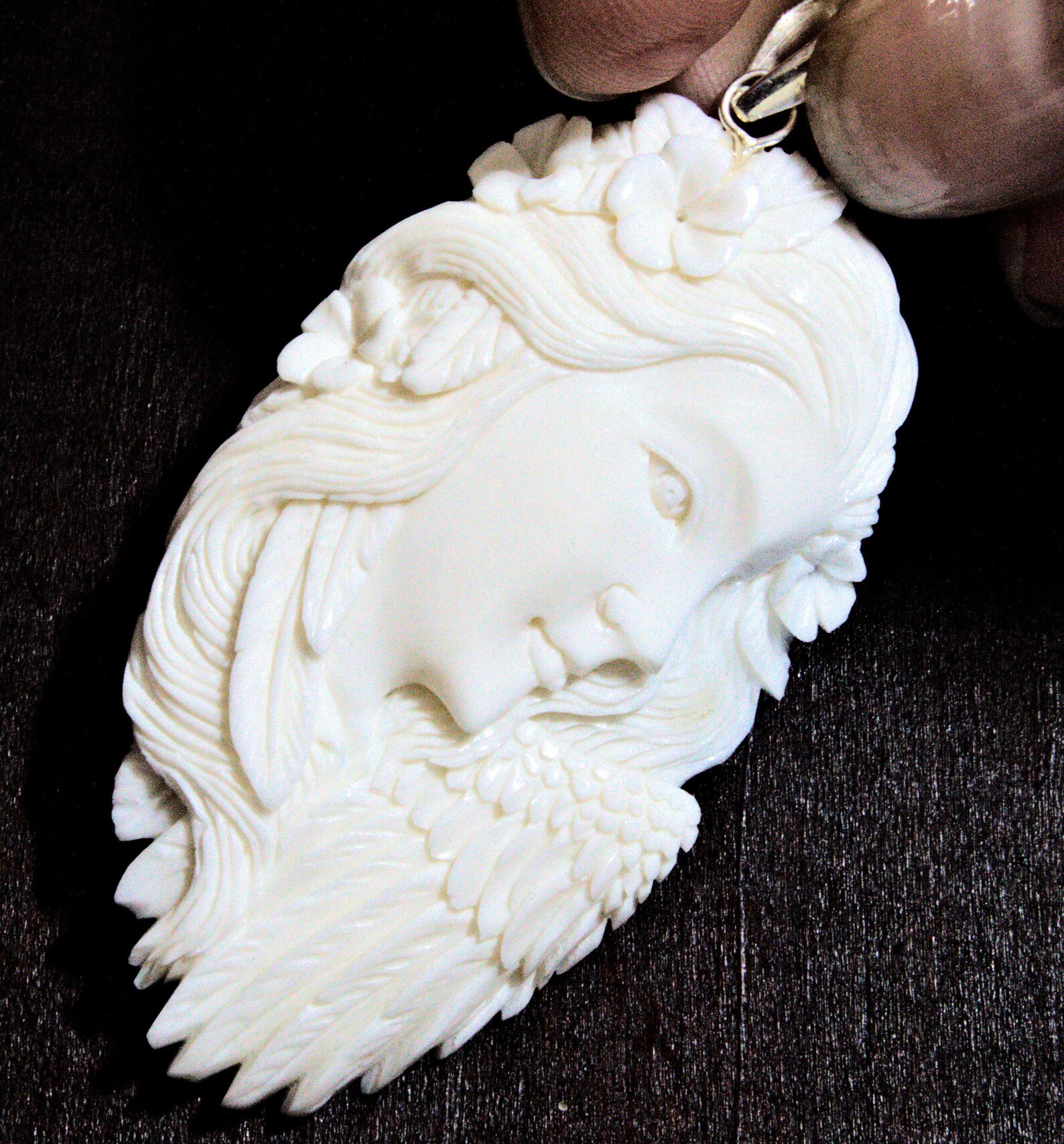 73.5 Carat Weight Carved Bone Angel Pendant w/Sterling Silver | Etsy