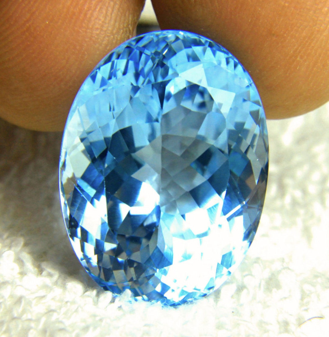 49.63 Carat Brazilian Blue Topaz Gemstone - 24x18mm VVS Gem - Etsy