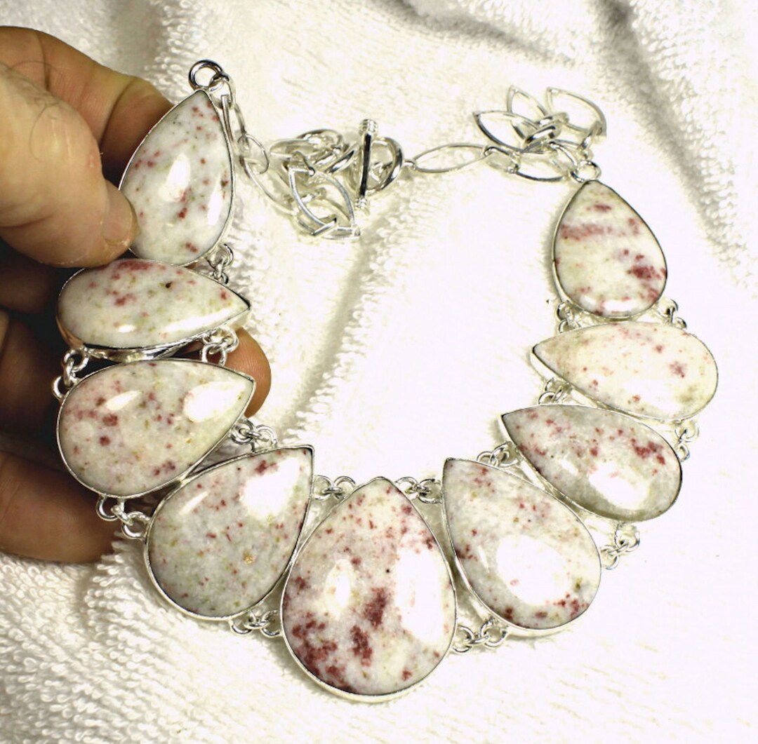 490.0 Tcw. Cinnabar Jasper / Sterling Silver Necklace Natural Untreated ...