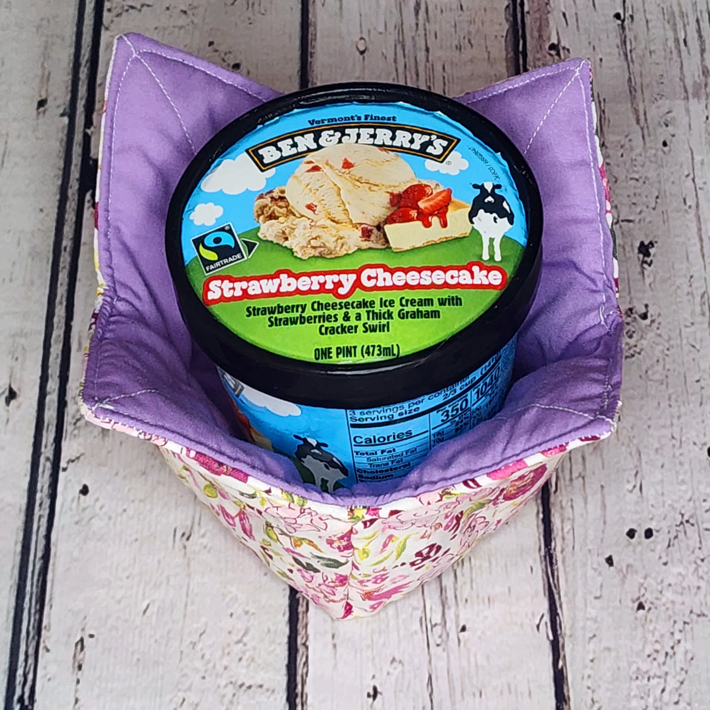 Floral Pint Cozy: Reversible Ice Cream Pint Holder - Etsy