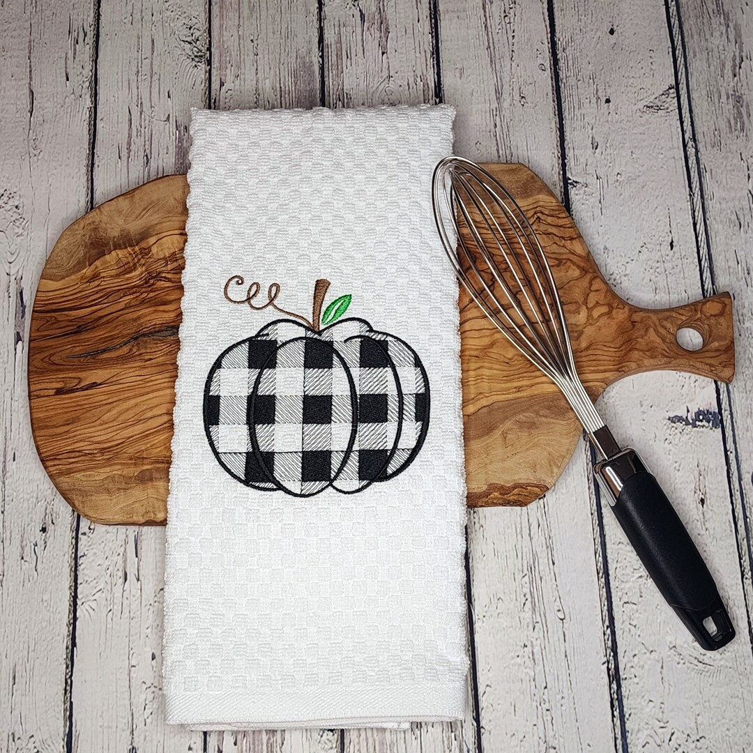 Buffalo Plaid Pumpkin Harvest Kitchen Towel - Etsy