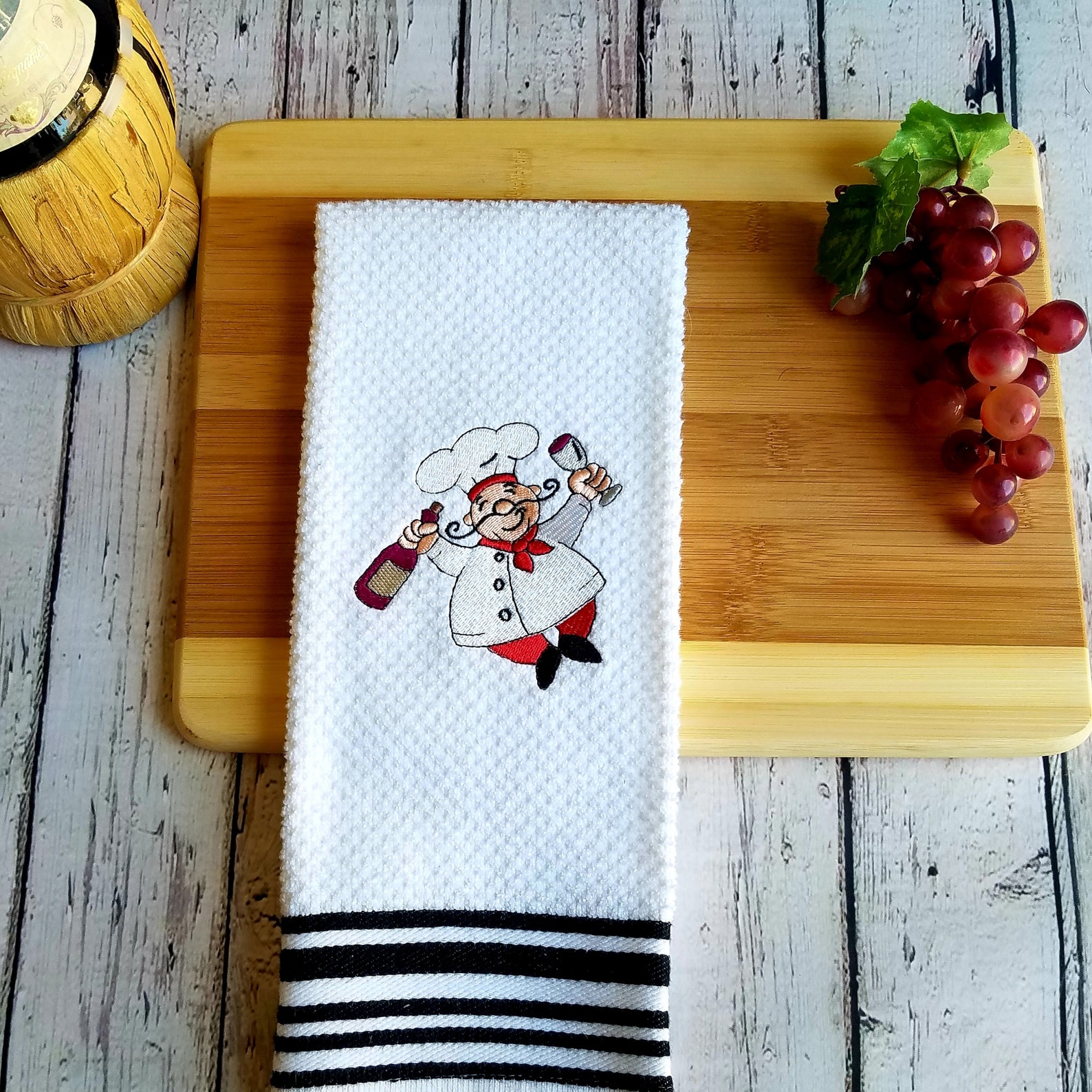Fat Chef Black Striped Kitchen Towel Salute/cheers | Etsy