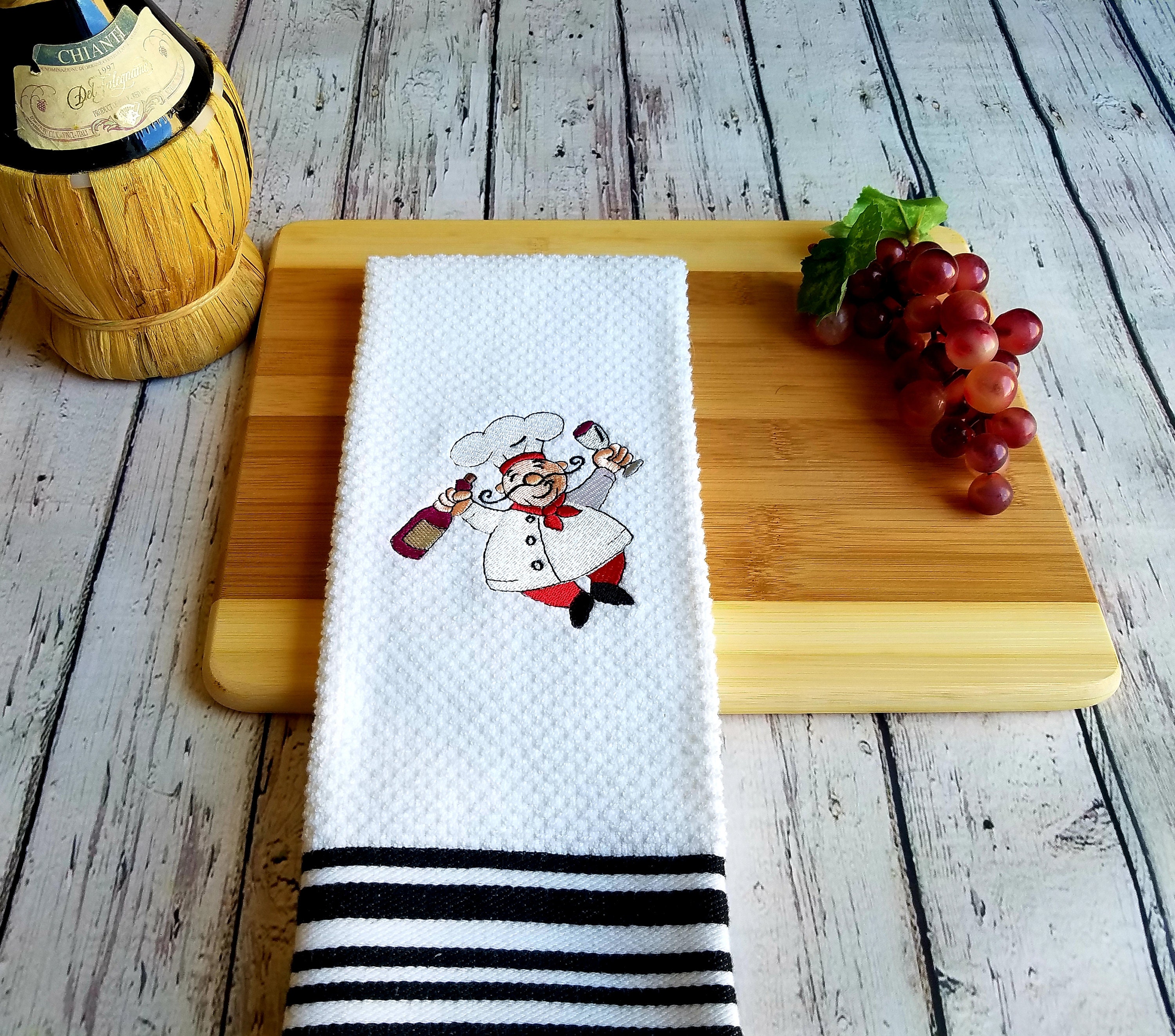 White Kitchen Towel- Fat Chef Salute/cheers- Italian Towel - Etsy