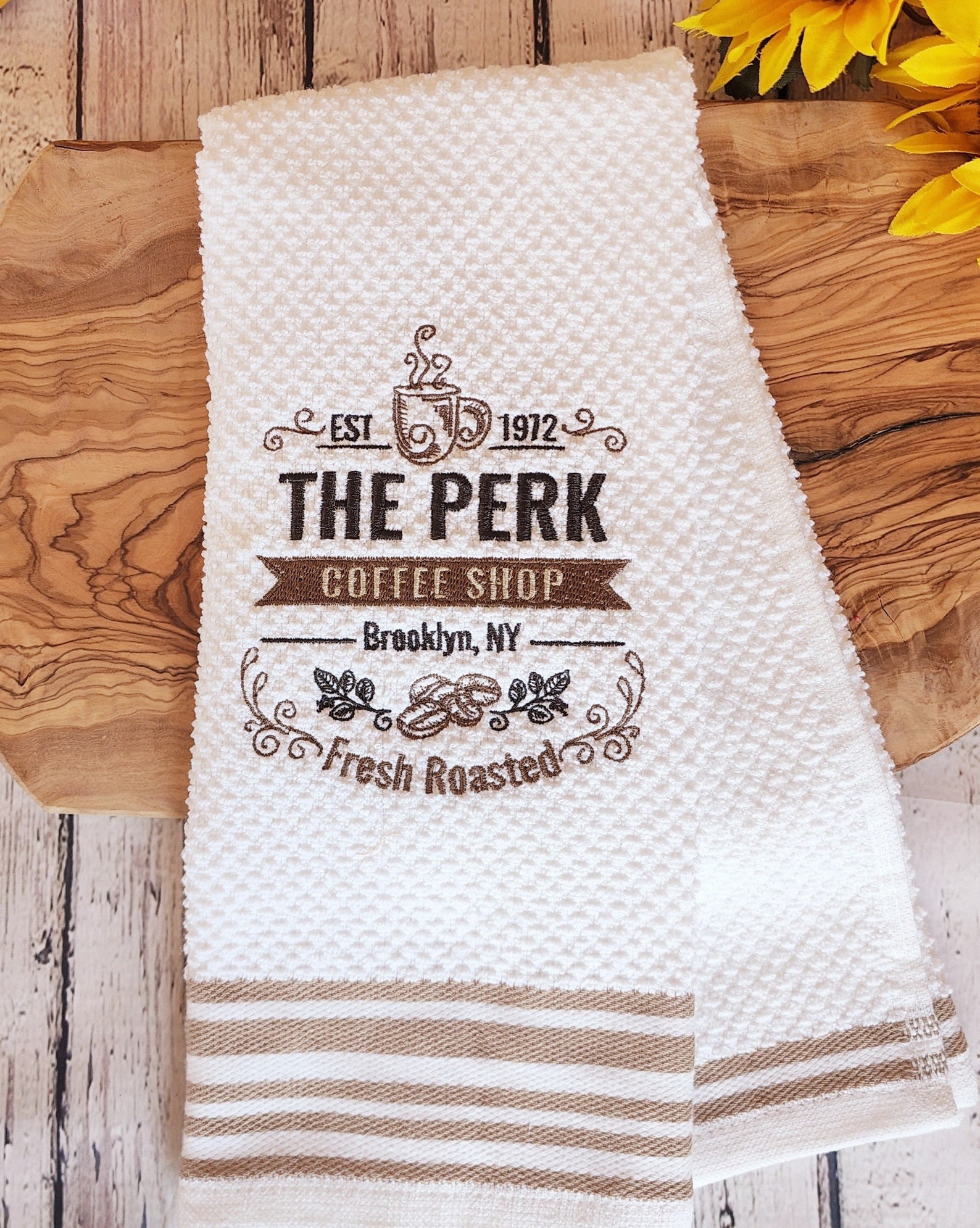 White Kitchen Towel. Coffee Themed Decor. - Etsy
