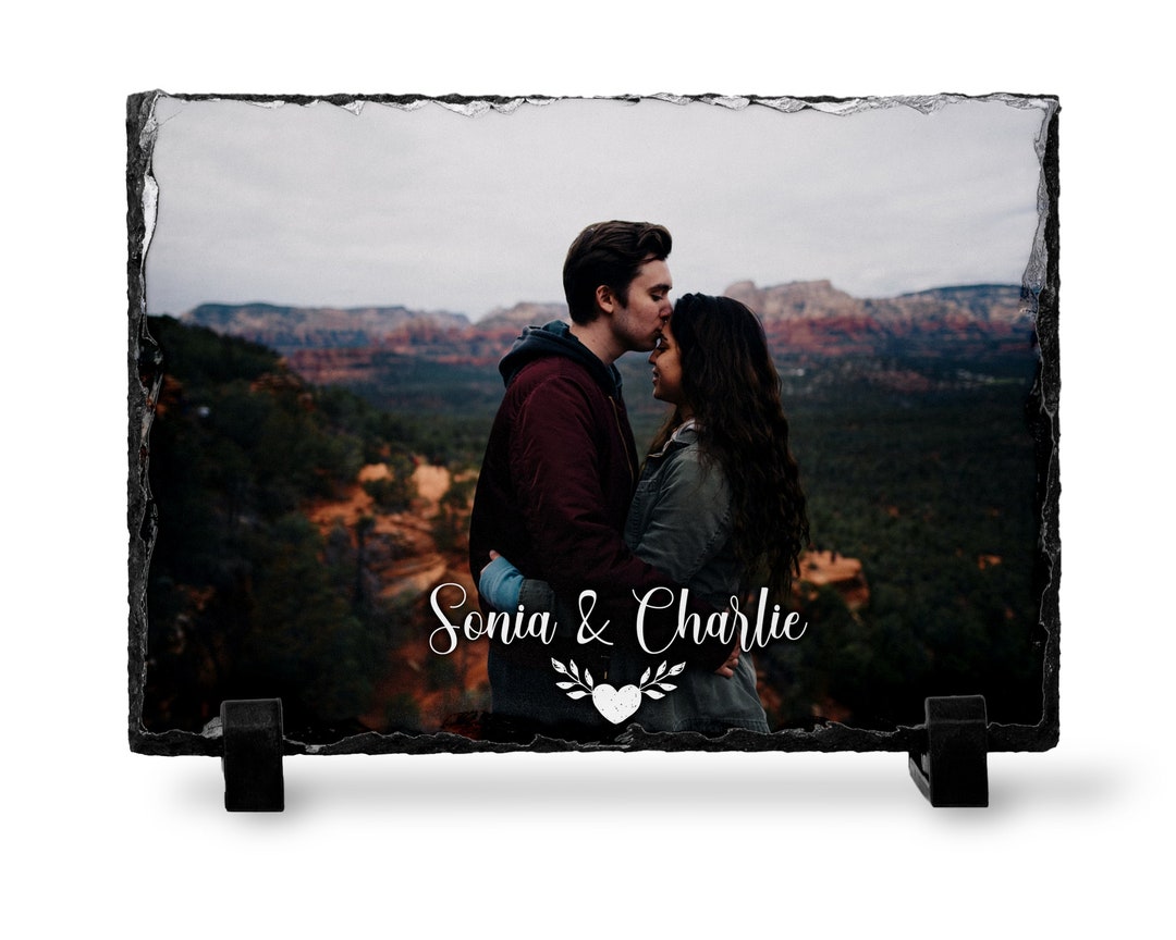 Valentines Day Gift, Personalized Photo Slate Slab, Engagement Gift ...