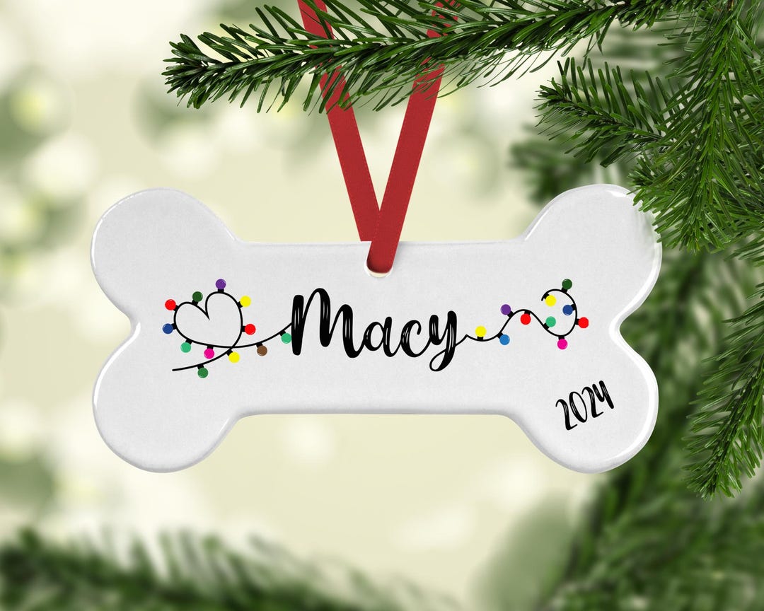 Christmas Dog Ornament, Christmas Lights Ornament, Personalized Dog ...