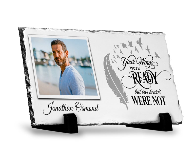 Personalized Photo Slate Plaque, Memorial Rock Slab, Custom Name Loss ...