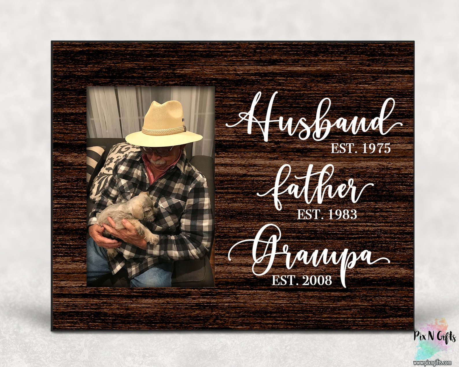 Personalized Grandpa Wood Photo Frame, Rustic Father's Day Gift - Etsy