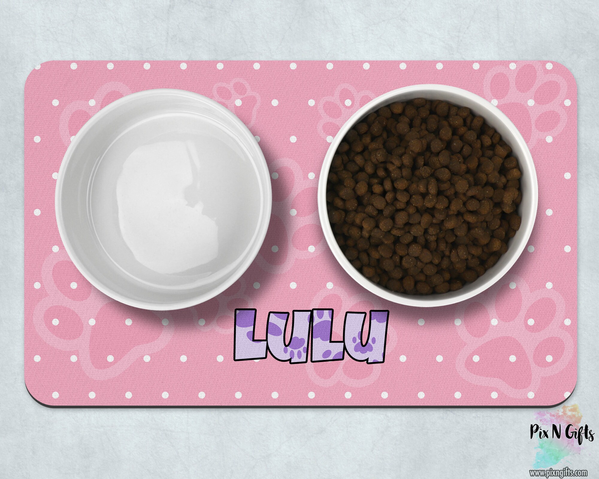 Pink White Dot Pet PlacematPet Food Dish SET Dog Food | Etsy