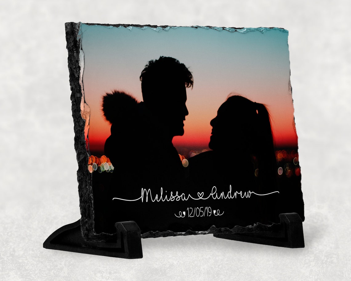 Personalized Wedding Photo Slate Slab, Engagement Gift, Personalized ...