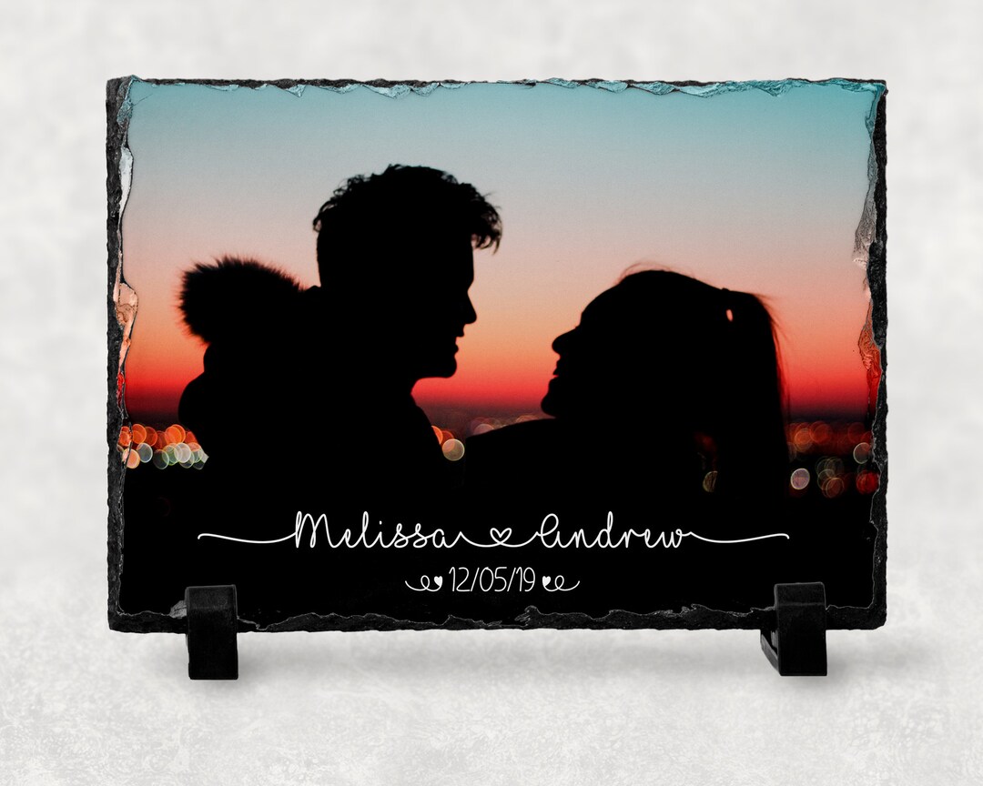 Personalized Wedding Photo Slate Slab, Engagement Gift, Personalized ...