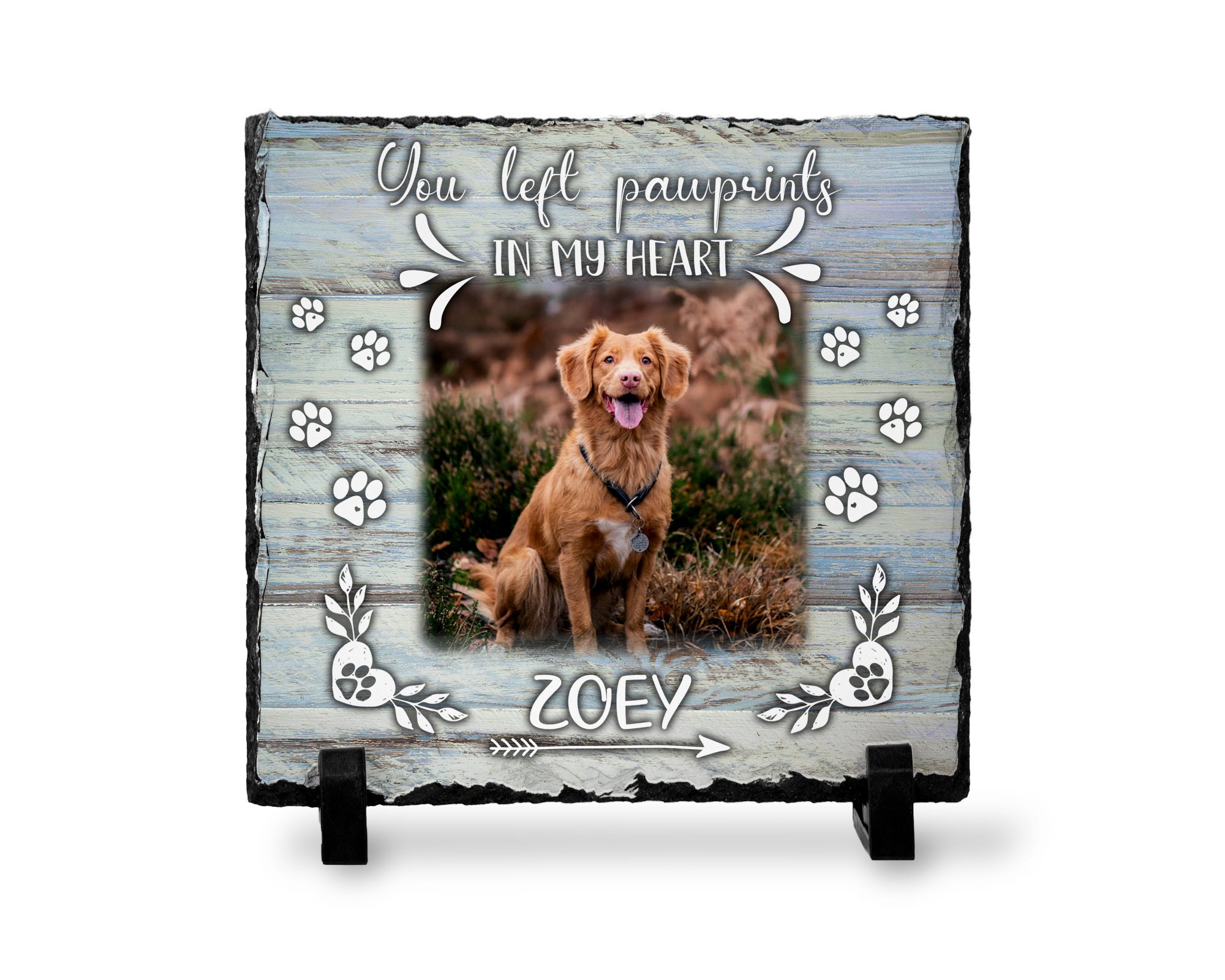 Dog Memorial Gift Personalized Pet Photo Slate Plaque Custom | Etsy