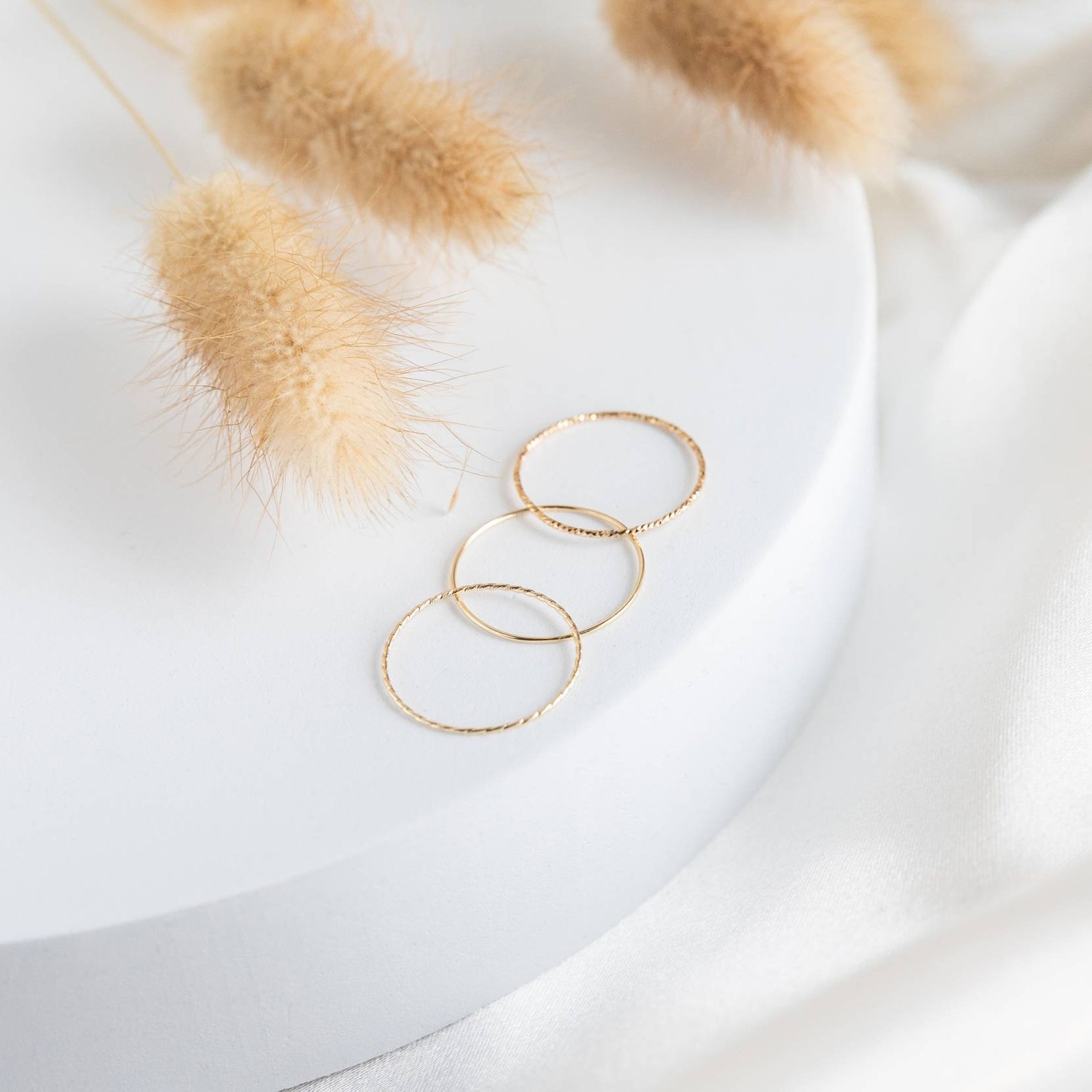 Thin 14k Solid Gold Stacking Rings in Various Styles. Real 14k - Etsy