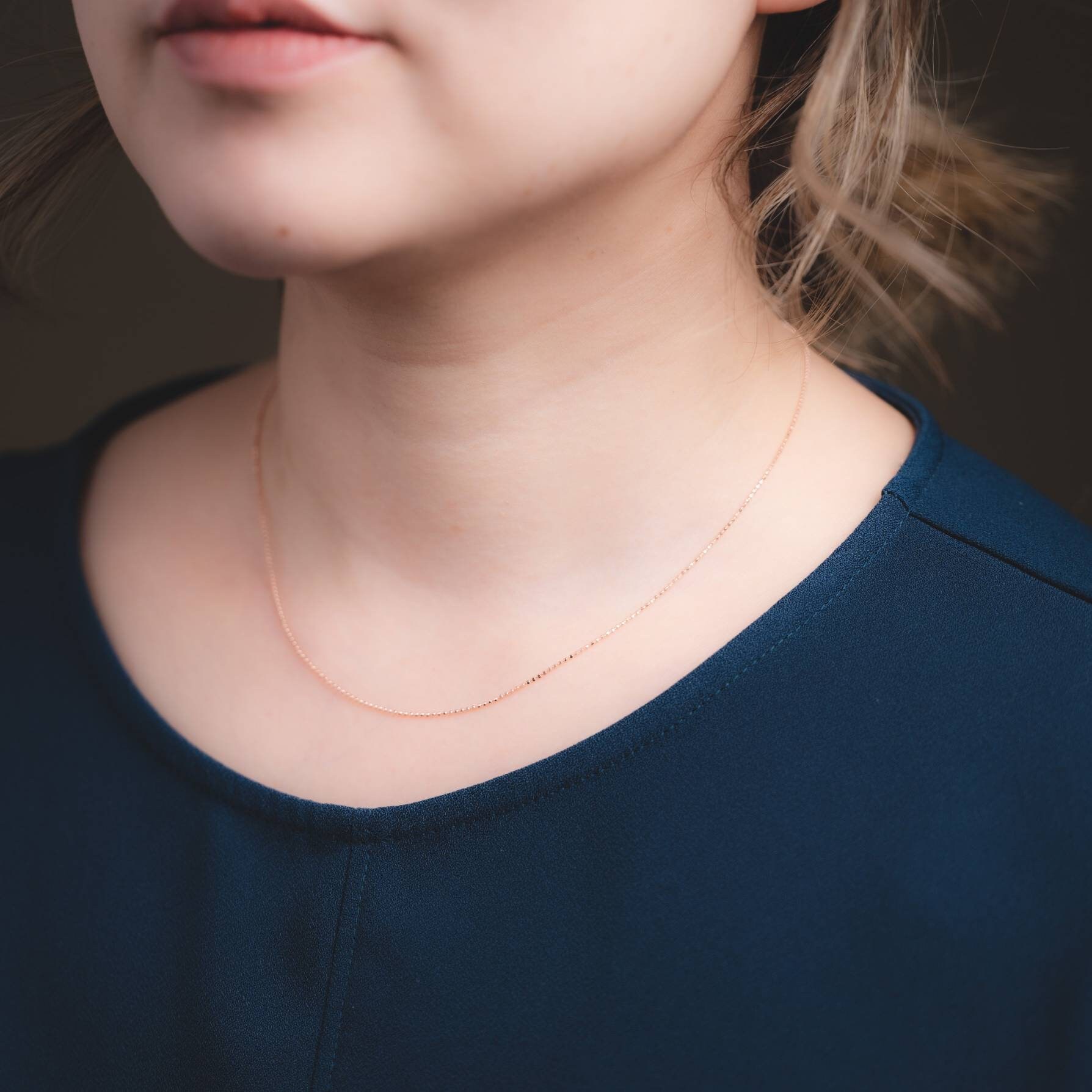 14k Solid Gold Bead Chain Necklace Thin Gold Ball Chain - Etsy