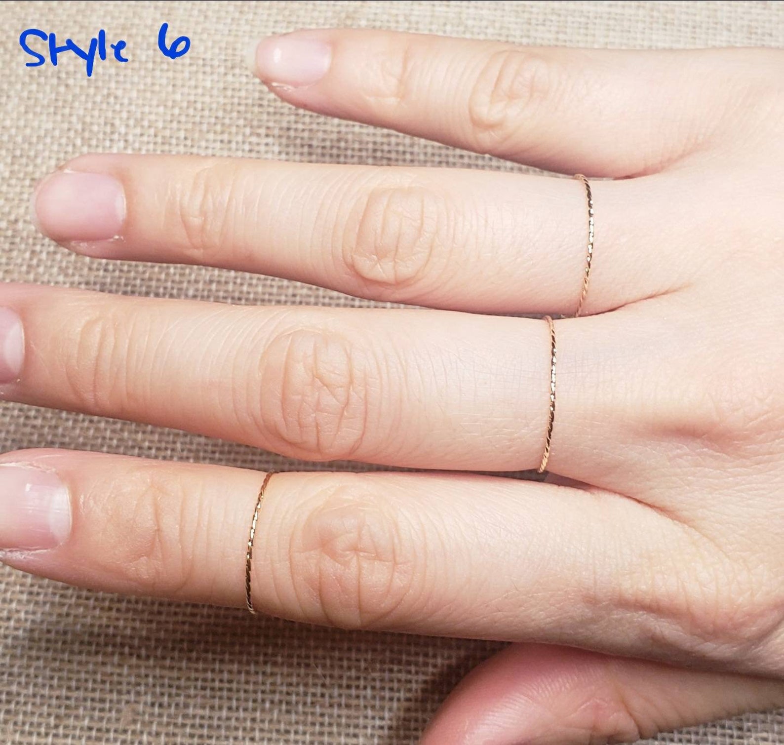 Thin 14k Solid Gold Stacking Rings in Various Styles. Real 14k - Etsy